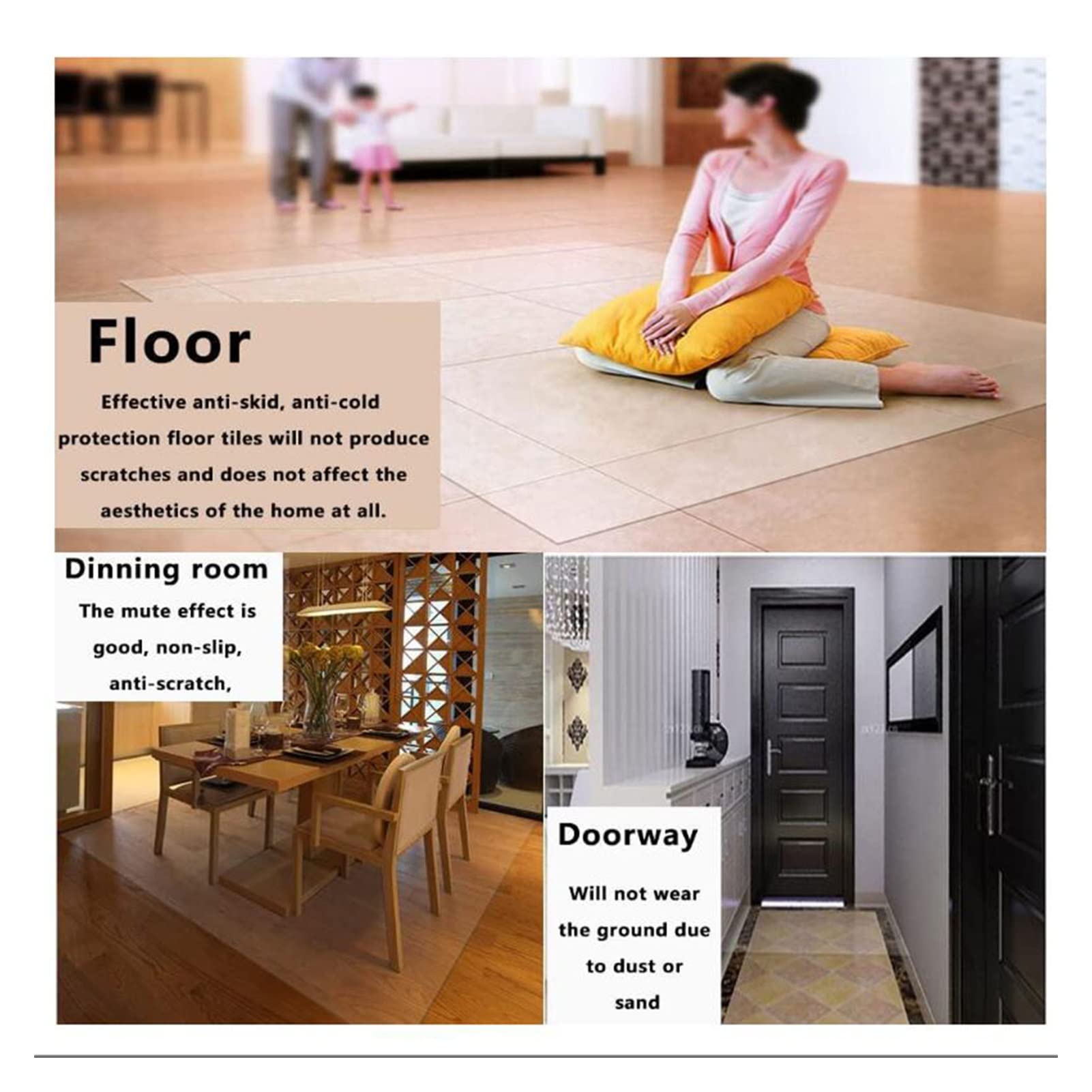 Clear PVC Desk Chair Mat Chair Mat,PVC Non-slip Transparent Rectangle Floor Protector,Home Office Anti Scratch Rolling Chair Mats,for Carpet,Under Tables,FurnitureThick 1mm,100-600cm length,Non-slip E
