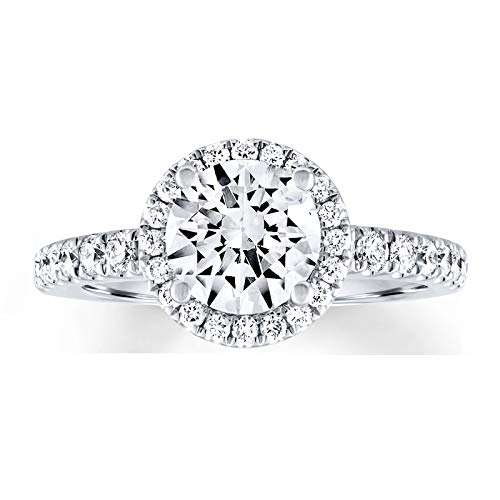 Engagement Ring 1.5 CT Center Round Simulated Diamond Engagement Rings for Women 10k White Gold Size 10