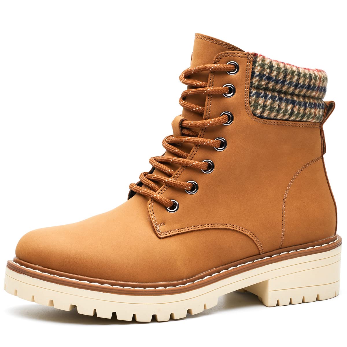 DeYashopin Womens Hiking Boots Non-slip Outdoor Casual Boot Leather Camel 7