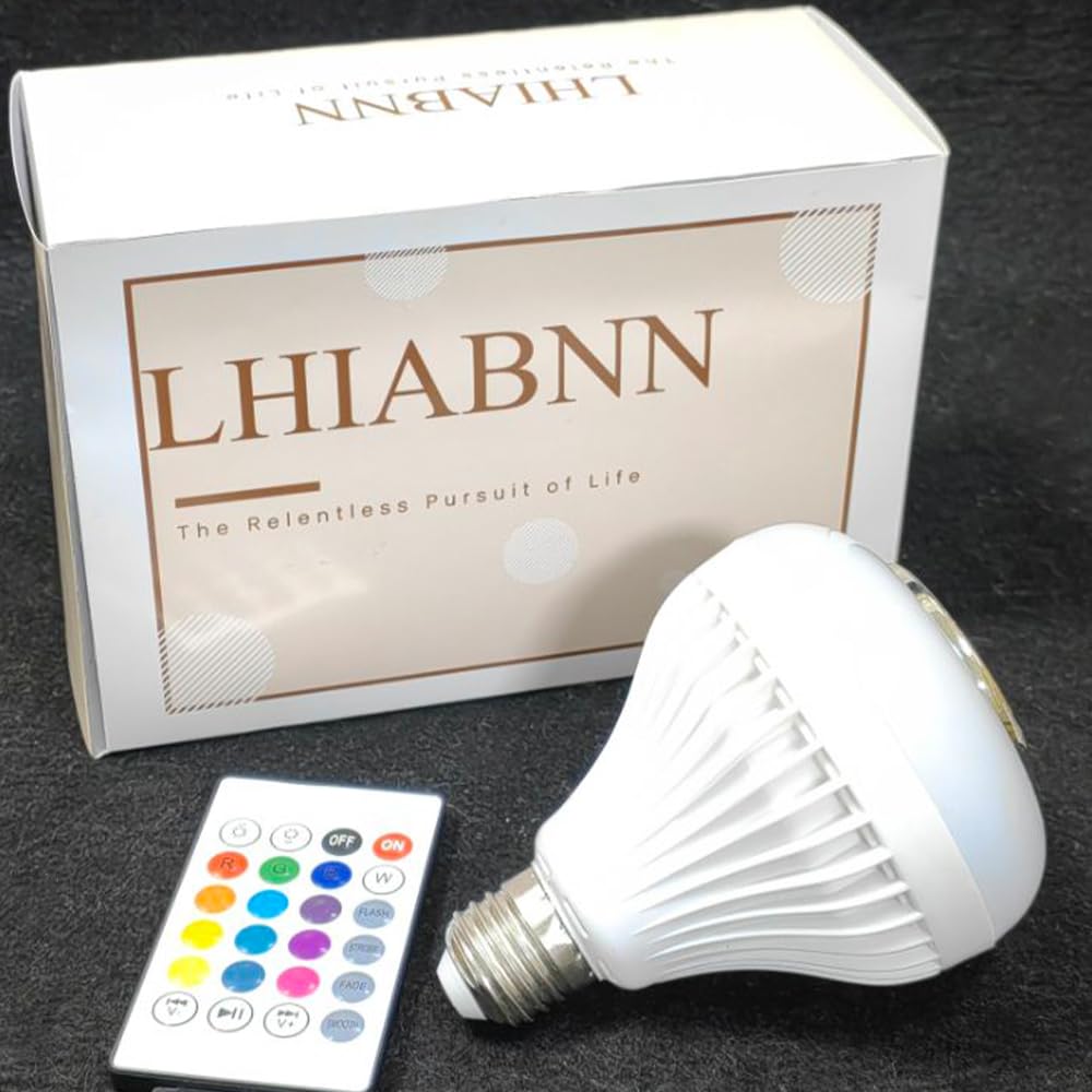 LED Light Bulb Bluetooth Speaker, White + RGB + Yellow Light Ball Bulb Colorful Lamp Smart Music Bulb Audio Bluetooth Speaker with Remote Control for Home,Party,Bar,Garden or Spook House