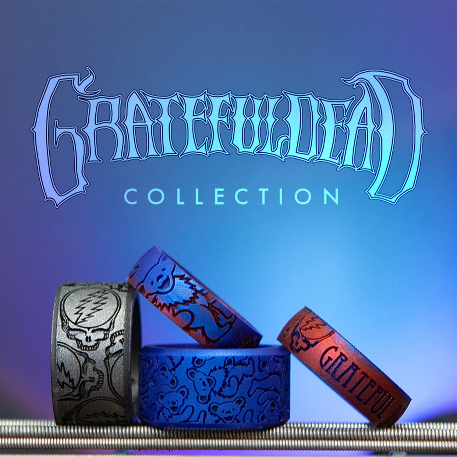 Enso Rings Grateful Dead PRB Classic Silicone Ring - Marching Band - Ruby/Sapphire - 9