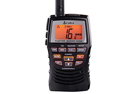 Cobra Marine Radio - MR HH150 FLT - 3 Watt, Floating, Long Range, Handheld, VHF Radio, NOAA, International, Waterproof, Submersible, Weather Alerts, LCD Screen, Belt Clip