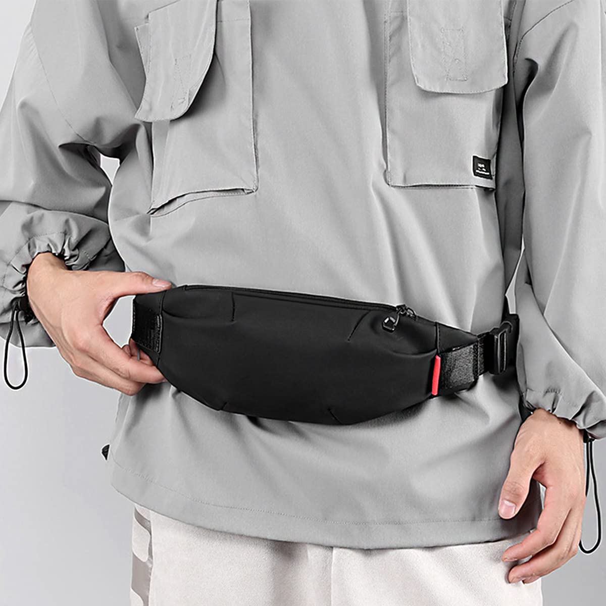 DAZZLESUN Men Waterproof Sling Bag Travel Waist Bag Woman Lightweight Black Crossbody Shoulder Backpack for Biking Hiking Work
