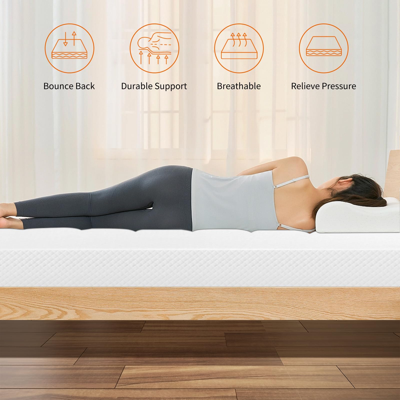 King Mattress, 6 Inch Gel Memory Foam Mattress for Cool Sleep & Pressure Relief, Medium Firm RV Daybed Mattress for Kid and Adults, Bed-in-a-Box, CertiPUR-US Certified