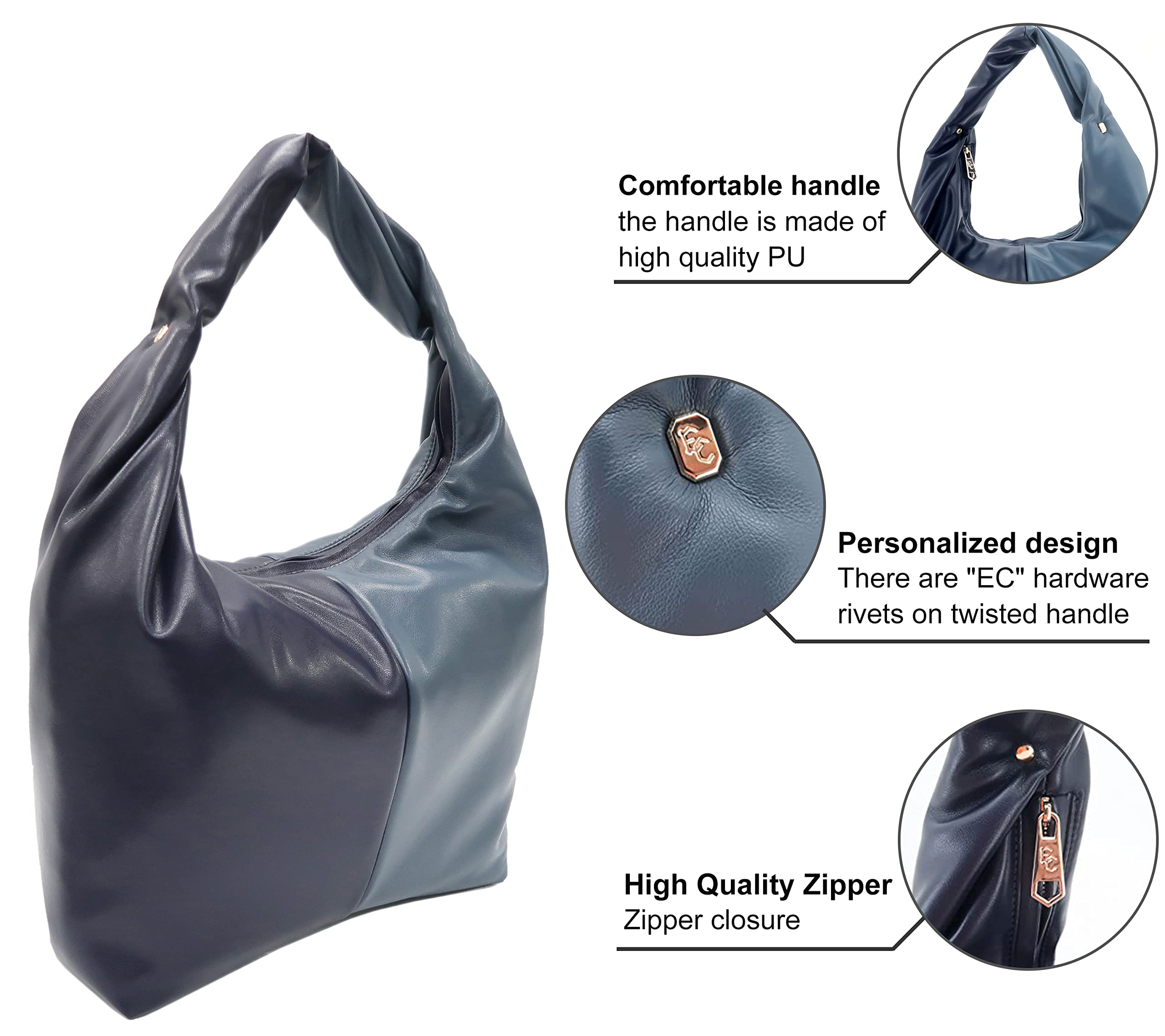 DE'EMILIA CONCEPT Hobo Bags for Women, Imitation Sheep Leather Purses and Handbags Small Shoulder Bags