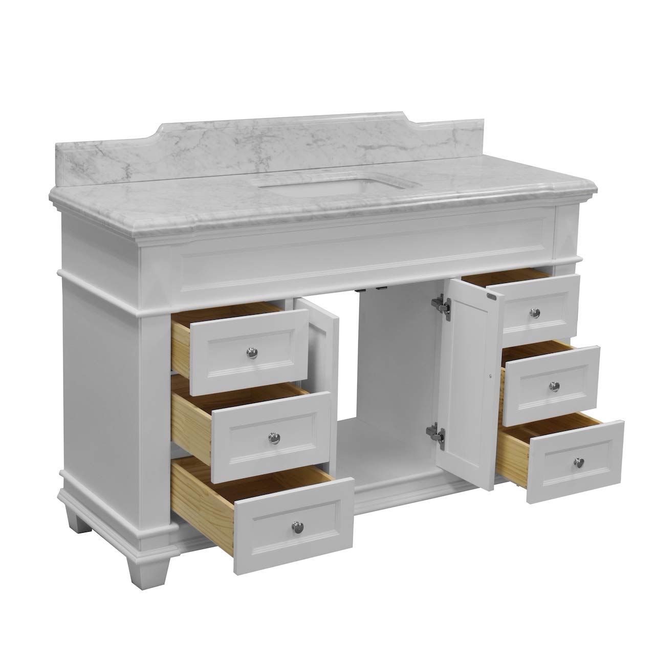 Kitchen Bath Collection Elizabeth 60-inch Single Bathroom Vanity (Carrara/White): Includes White Cabinet with Authentic Italian Carrara Marble Countertop and White Ceramic Sink