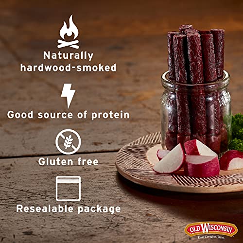 Old Wisconsin Turkey Sausage Snack Sticks, Naturally Smoked, Ready to Eat, High Protein, Low Carb, Keto, Gluten Free, 16 Ounce Resealable Package
