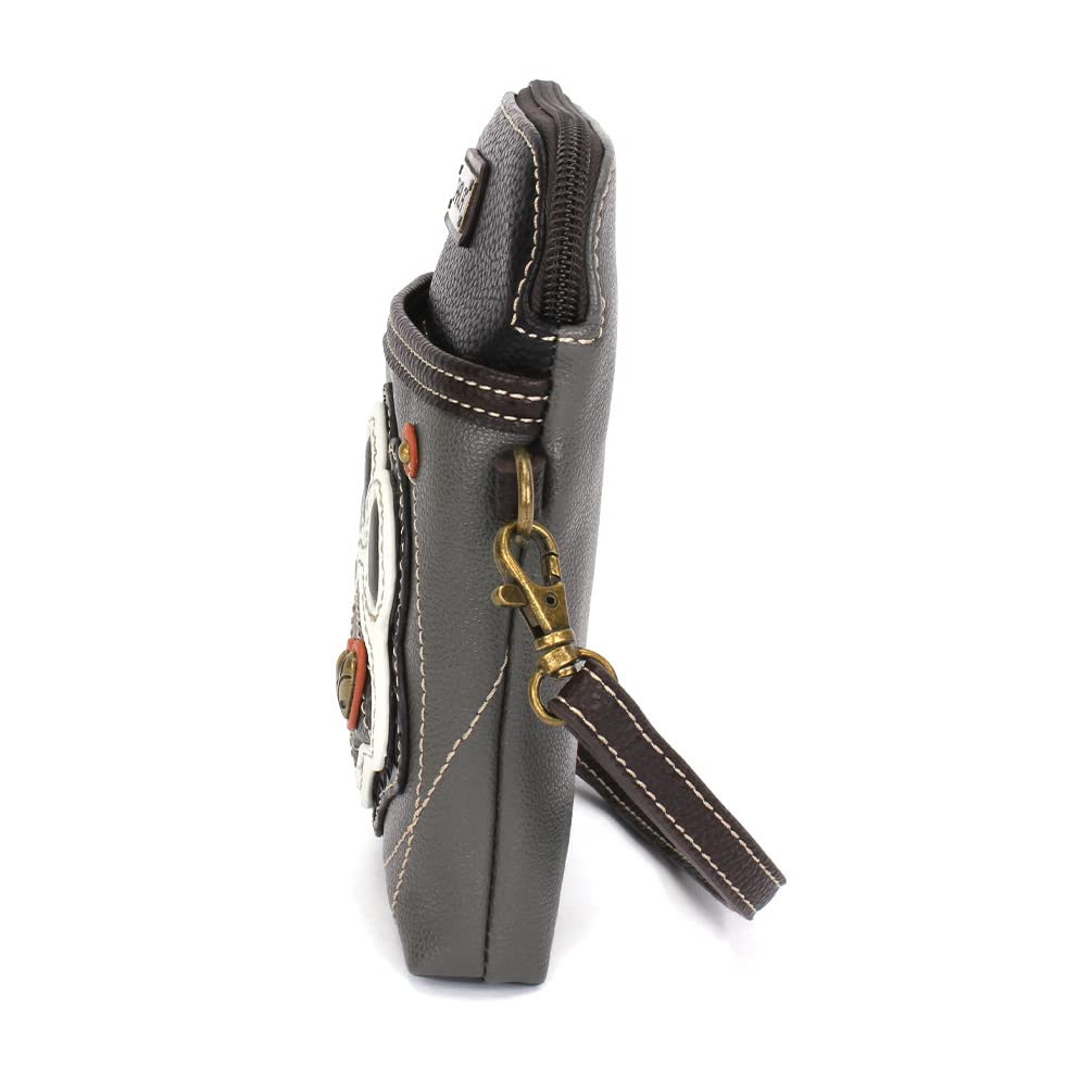CHALA Cell Phone Crossbody Purse-Women PU Leather/Canvas Multicolor Handbag with Adjustable Strap - Paw Print - b&w -gray