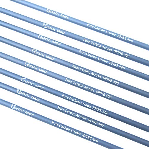 COLORFUL EAGLE 28/30/31 Inches Spine 300/400 Pure Carbon Arrows with Red and White Color for Recurve/Compound Bows Archery Hunting (Pack of 12) (Spine 400, 28 Inches)