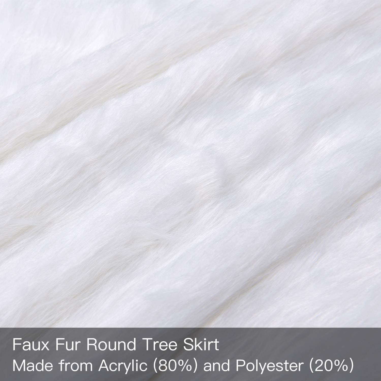Christmas Tree Skirt, PHITRIC 48 Inches White Faux Fur Tree Skirt for Christmas Tree Decorations, Soft Thick Plush Xmas Tree Mat for Christmas Decor, Holiday Tree Skirts for Artificial Trees
