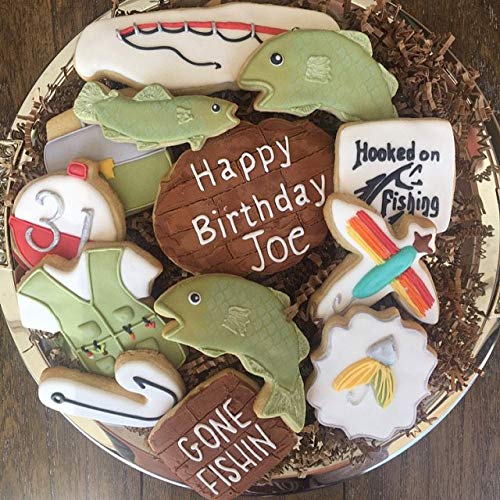 Fishing Cookie Cutter 6 Piece Set from The Cookie Cutter Shop - Fishing Pole, Bobber, Trout, Salmon Cookie Cutters β Tin Plated Steel Cookie Cutters