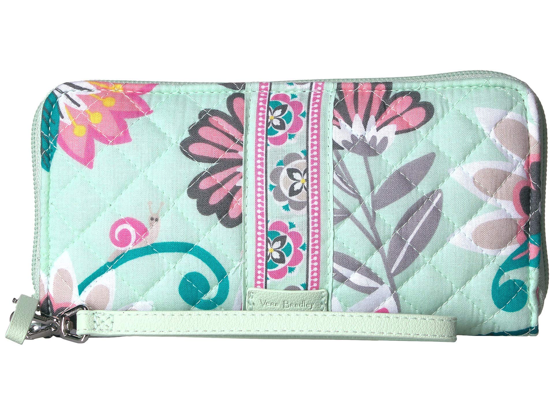 Vera Bradley Iconic RFID Accordion Wristlet Mint Flowers One Size