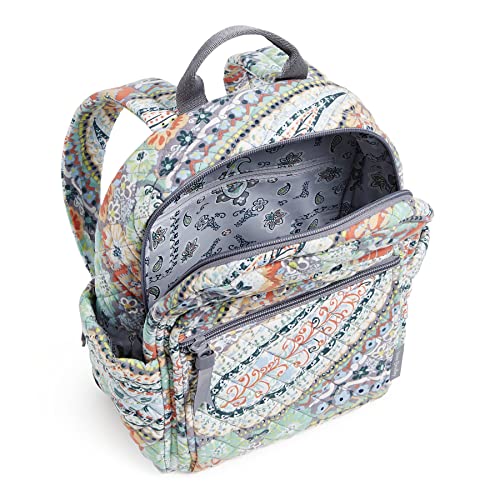 Vera Bradley Women's Cotton Small Backpack, Citrus Paisley - Recycled Cotton, One Size