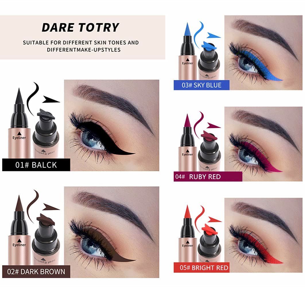 Go Ho Liquid Star Eyeliner Stamp,Black Bulk Stamp Eyeliner for Cat Eyes,Long lasting Super Slim Precise Felt Tip Liquid Eye Liner Tattoo Tools,1 PC