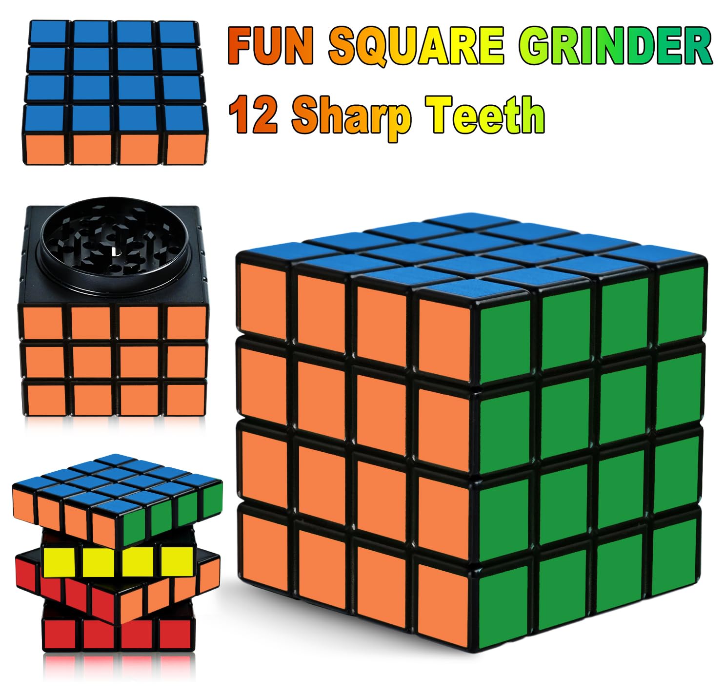 Kitchen Grinder for Cooking in Square, AVOTORY Grinder Aluminum and Zinc Meterial (Large 2.5" Square Multi-Color)