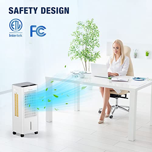 Grelife Portable Evaporative Air Cooler, 3-IN-1 Air Cooler with Fan & Humidifier, 1.58Gal Water Tank for Bedroom Room Office Garage