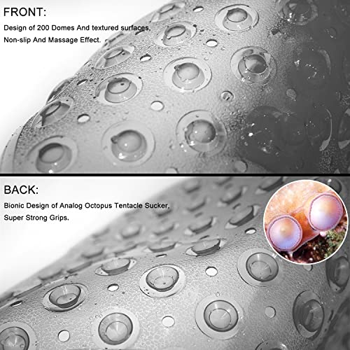 TEESHLY Bathtub Mats for Shower Tub Extra Long Non-Slip Bath Mat, 39 x 16 Inch Shower Mat with Drain Holes and Suction Cups, Bath Tub Mat for Bathroom with Machine Washable (Clear Grey)