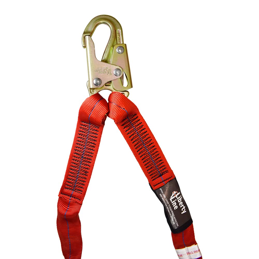 Liberty Line Eagle Twin Leg 100% tie-Off Internal Design Shock Absorbing Lanyard with snap Hook and rebar Hooks (ANSI)