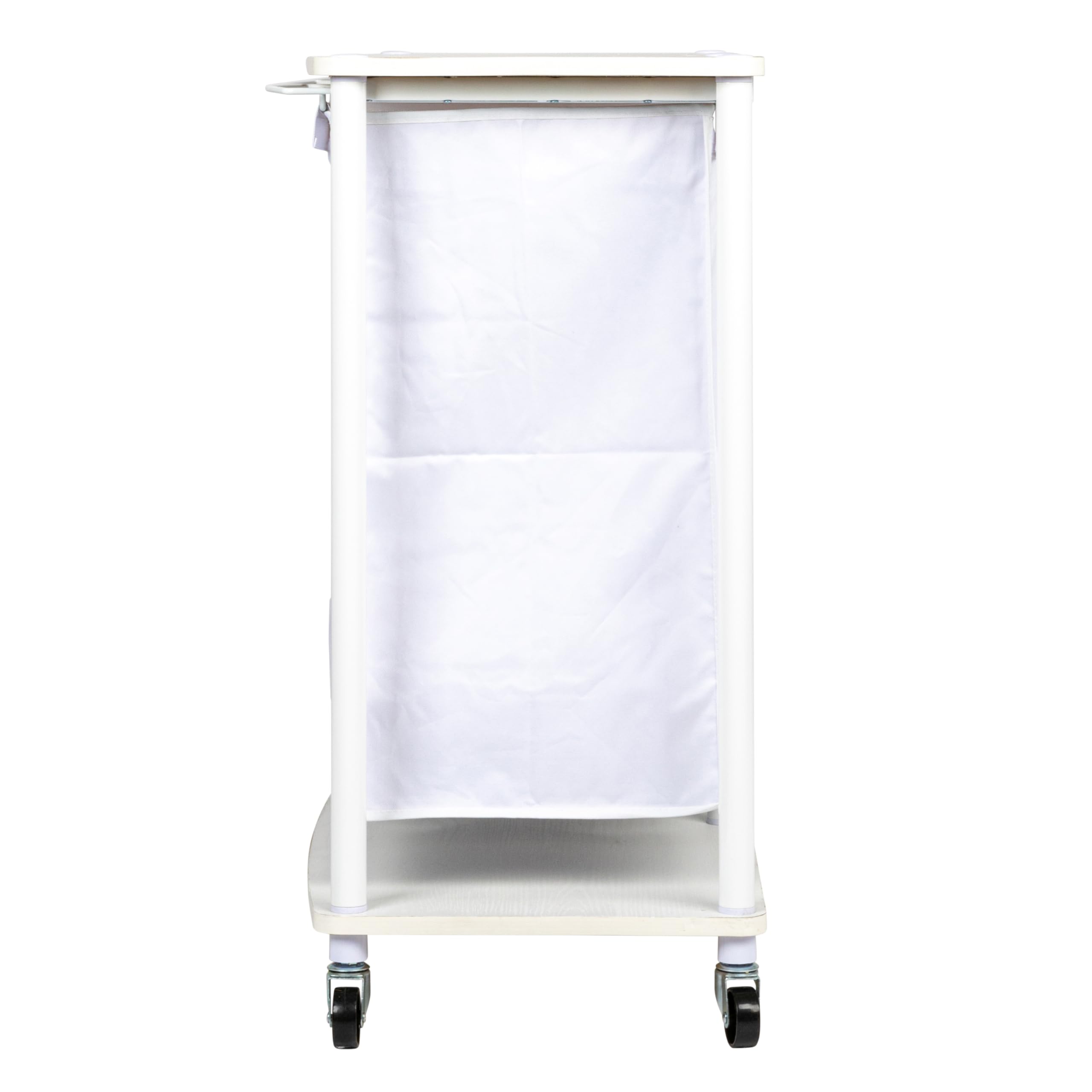 Household Essentials 3-Bag Laundry Sorter, Smooth Laminate Shelving, Sturdy Steel Frame, Wheeling and Stationary Feet Options, Washable Linen Laundry Bags, 3-Load Capacity, Versatile, White
