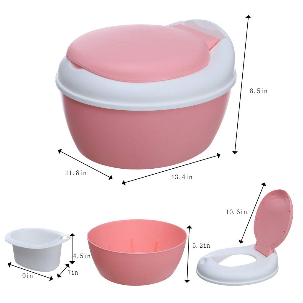 Toxz Multi-Stage 3-in-1 Potty Training Toilet for Baby,Removable and Easy to Clean,Backrest and Anti-Slip Stripe,Urinary Mouth Anti-Spray Design,Non-Toxic,Plastic Vinyl Material(Ship from US!)