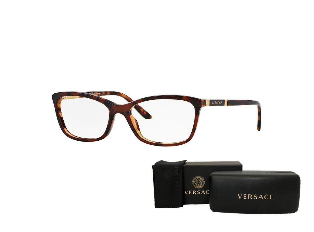 Versace VE3186 5077 54M Amber Havana/Havana Cateye Eyeglasses For Women+ BUNDLE With Designer iWear Eyewear Kit