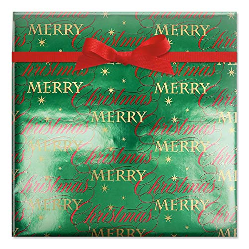 Current Merry Christmas Wishes Foil Rolled Wrapping Paper - Premium Jumbo 23-Inch x 20-Foot Christmas Gift Wrap Roll, 38 Square Feet Total