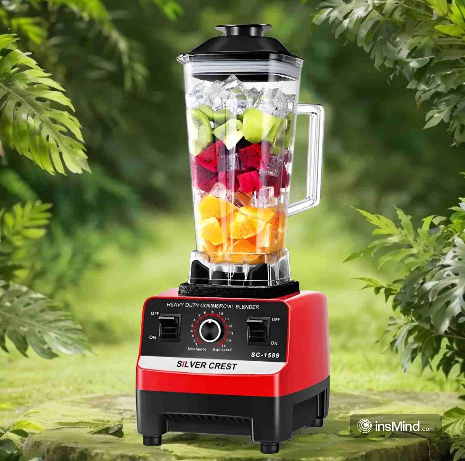 Generic Silver Crest Blender 4500W 2L Large Capacity Commercial With Mixer Grinder Heavy Duty Machine Portable Ice Smoothie Blenders, Medium, Red& Black, JWS-801PP