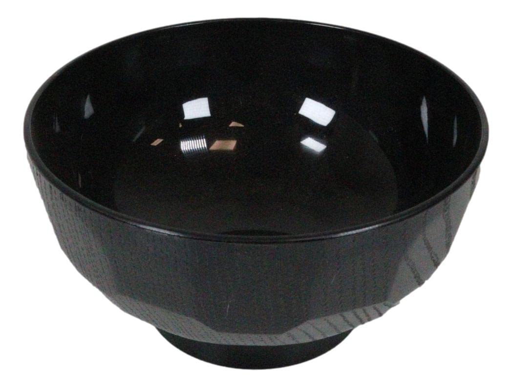 Ebros Gift Japanese Contemporary Black Lacquer Ridged Bowls For Rice Miso Appetizer Soup 4.5" Diameter Made In Japan Decorative Bowl Set of 10 Lacquered Serveware For Restaurants Home Kitchen Gifts