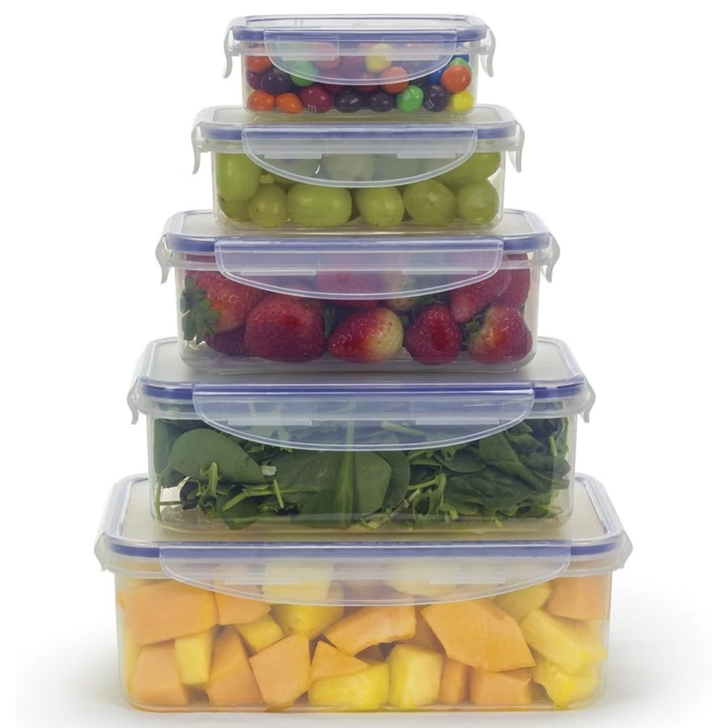 Dawhud Direct VP Fresh Food Storage Airtight Nested Containers with Locking Lids (Set of 5)