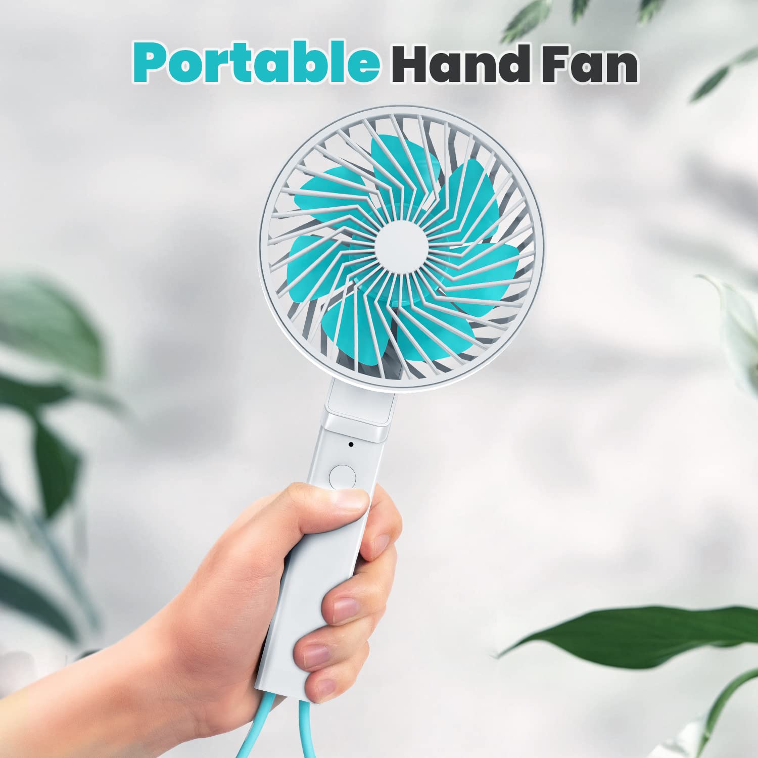 VersionTECH. Handheld Fan, Small Portable Personal Mini Desk Table Folding Fan with USB Rechargeable Battery Operated Electric Fan for Office Outdoor Sport Household Traveling Camping (white)