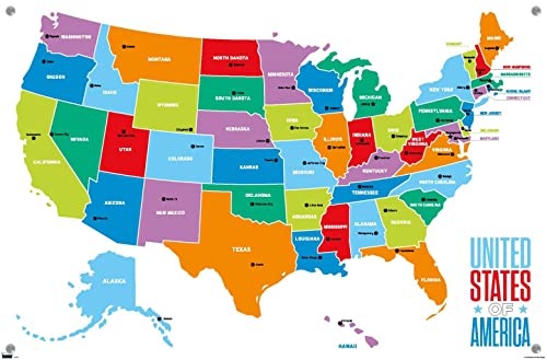 Map - United States of America 2022 Wall Poster with Push Pins