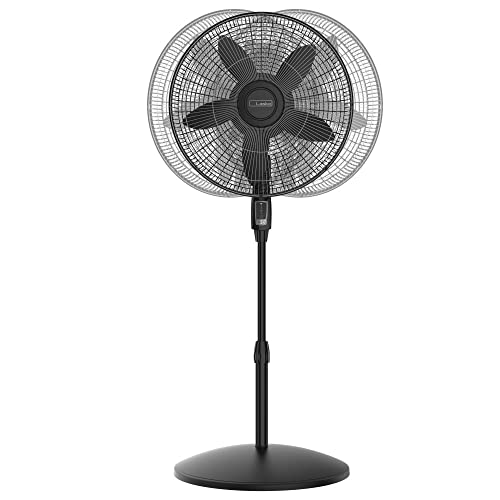Lasko 18" Oscillating 4-Speed Large Room Pedestal Fan with Remote Control Adjustable Height Durable Metal Grill Great for Office, School and Home S18605, Black (Renewed)