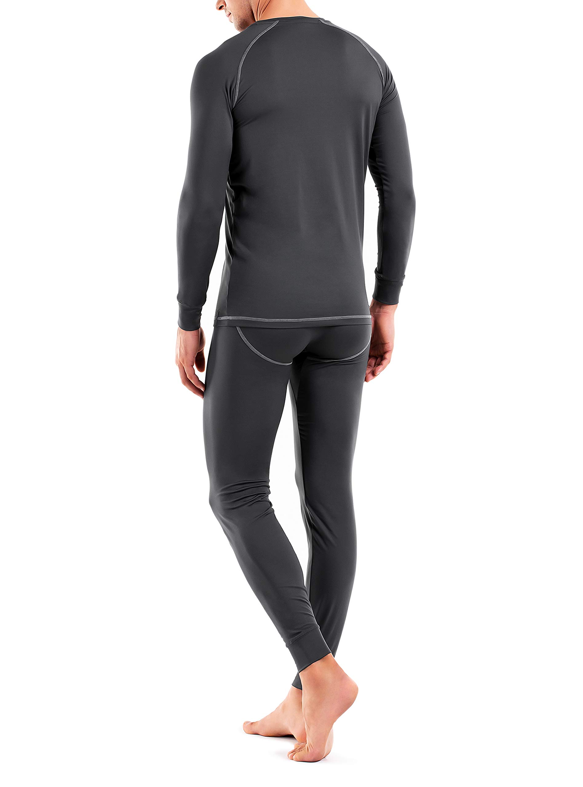 DAVID ARCHY Men's Thermal Underwear Soft Brushed Thermal Top and Bottom Long Johns Set Quick Drying Base Layer (L, Dark Gray)