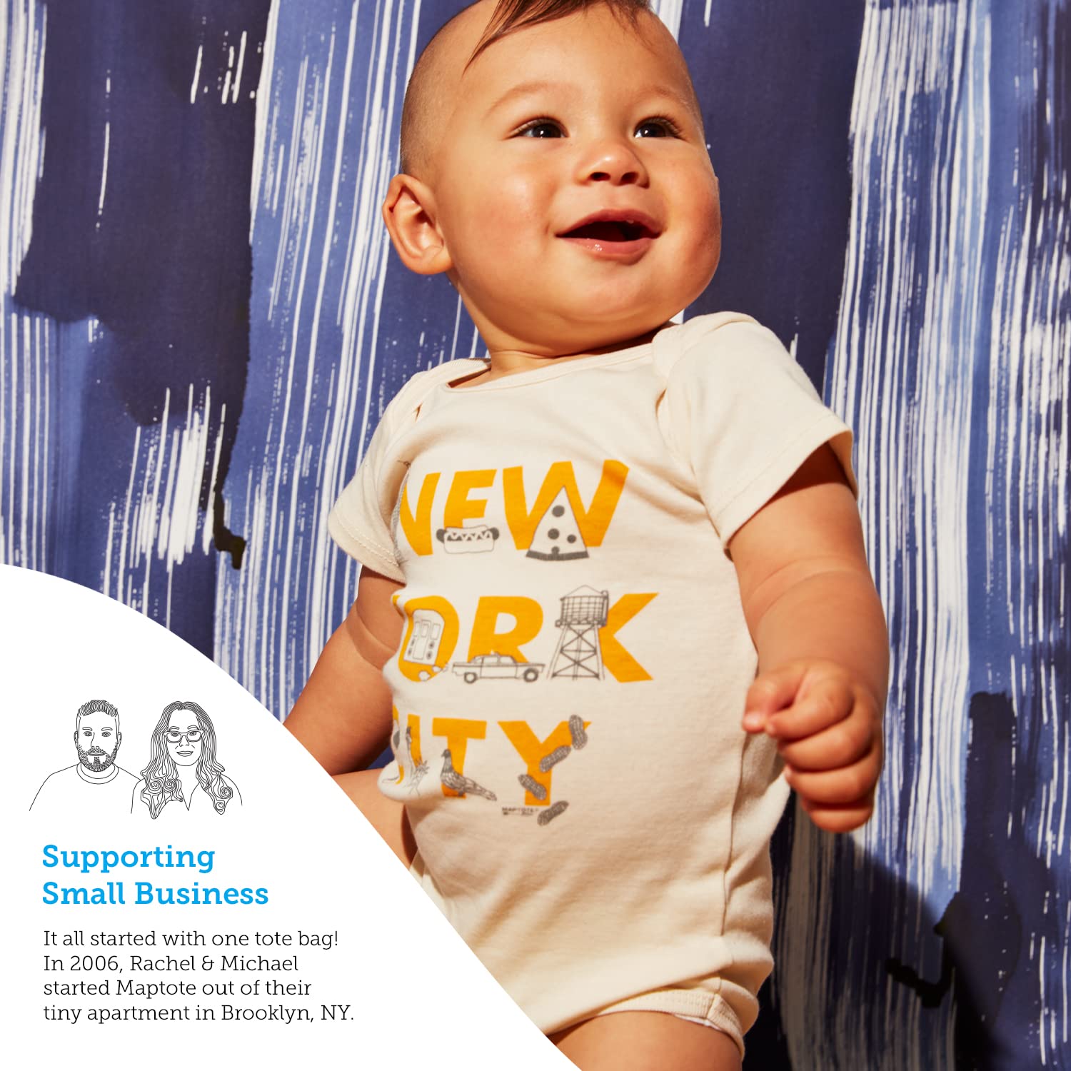MAPTOTE Font One Piece - Unisex Baby Organic Cotton Short Sleeve Bodysuits - Boston, 3-6 Months