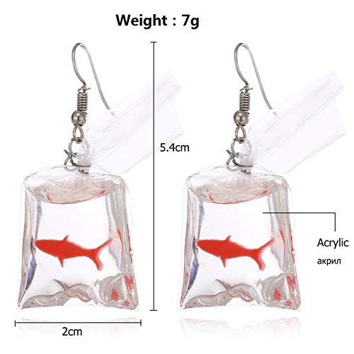 Christmas Funny Fish in Bag Earrings, Unique Acrylic Resin Dangle Earrings Gift for Girls Women