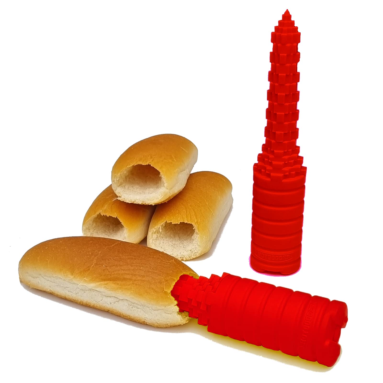 Hotdogger, Hot Dog Bun Driller Perfect for Grilling and BBQ, Ideal Size for Brats and Other Sausages (Red)