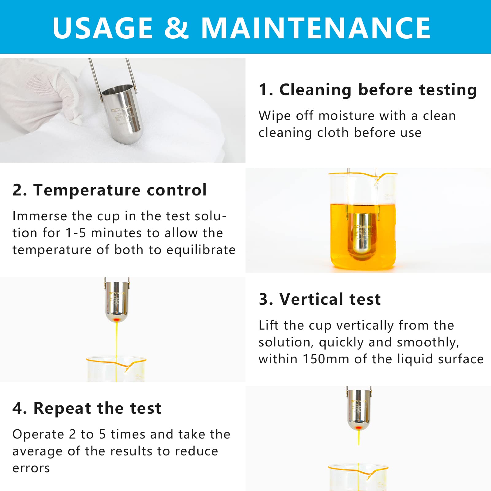 GELTTULU Zahn Cup Immersion Viscosity Cup,#1 to #5 Dip Type 44ml Stainless Steel Viscometer Flow Cup with Storage Rack for Paint, Ink, Dye, Lacquers, Food, Syrup,Oil(5 pcs)