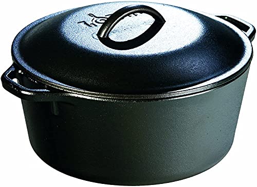Lodge L8DOLKPLT Cast Iron Dutch Oven with Dual Handles, Pre-Seasoned, 5-Quart & L5SK3 Pre-Seasoned Cast-Iron 8-Inch Skillet