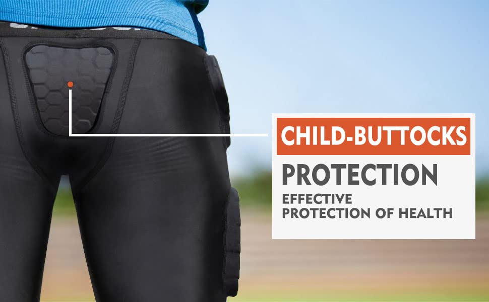 DGXINJUN Youth Kids Padded Compression Short Hip Portector 5 Pads Football Girdle