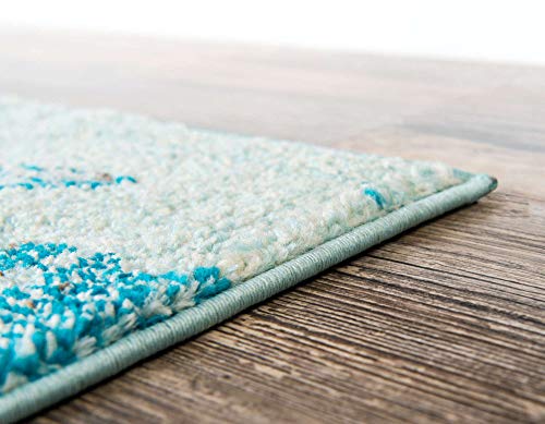 Unique Loom Positano Collection Coastal Modern Fish Light Blue Area Rug (9' x 12')