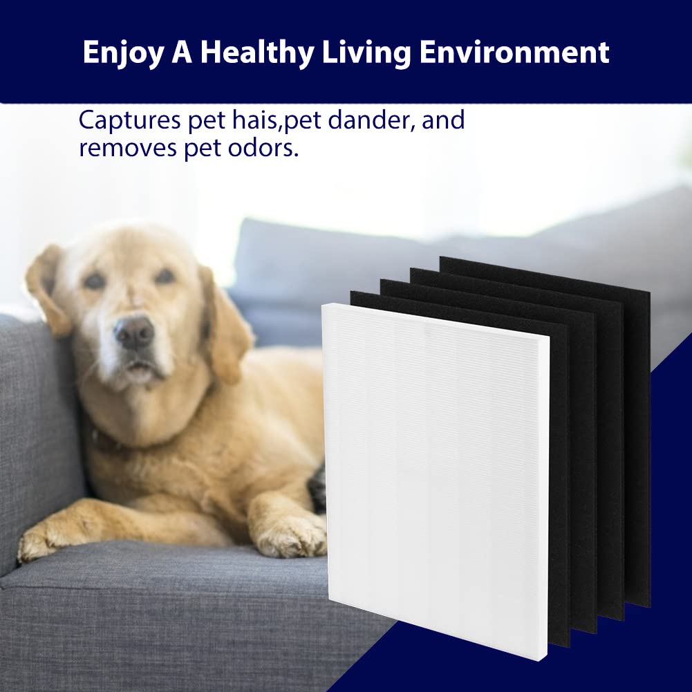 Ganteny D360 Replacement Filter Compatible with Winix D360 Air Cleaner Purifier, Item Number 1712-0101-02, Filter D3,Ture HEPA and 4 Carbon Pre-Filters