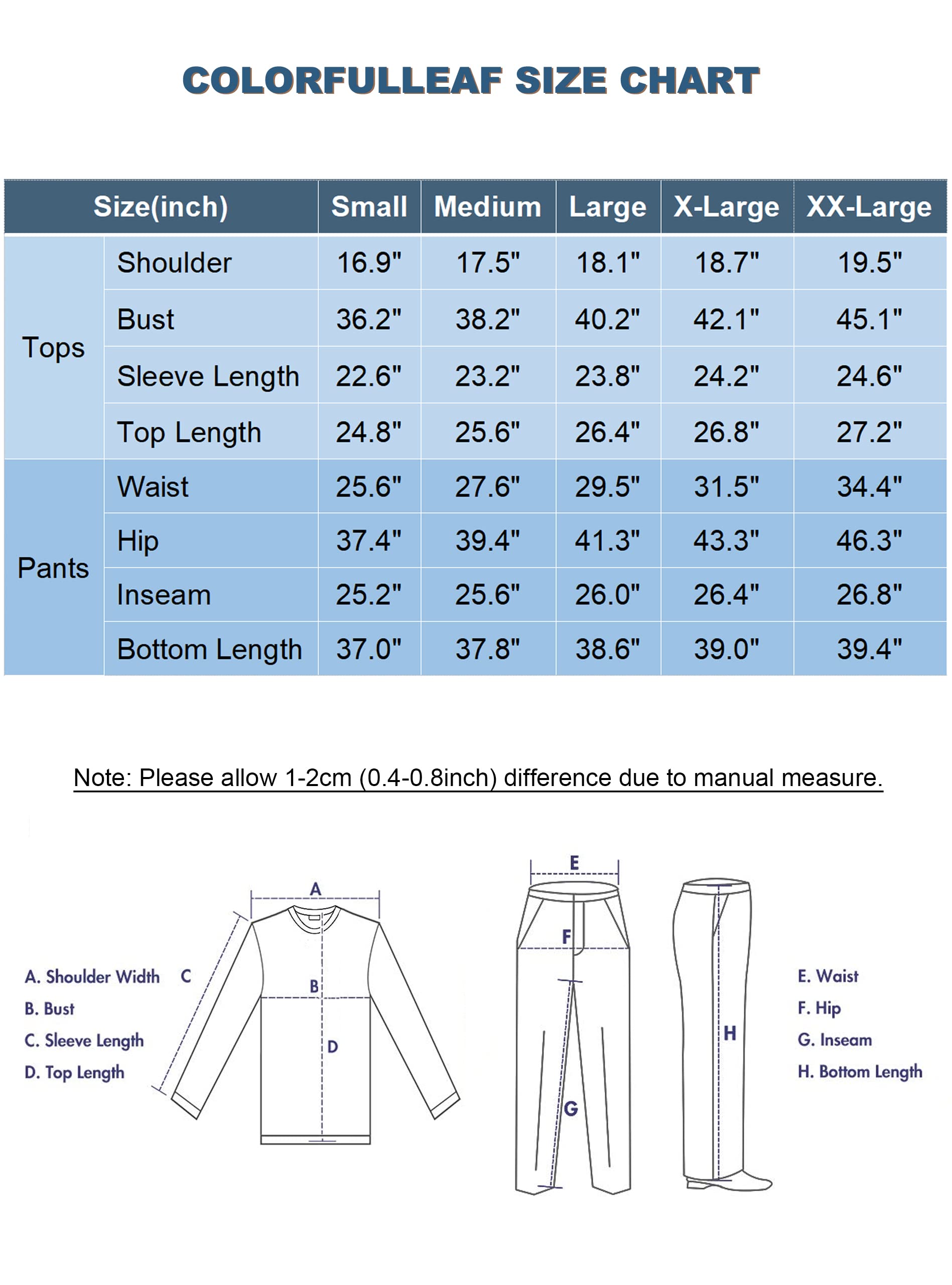 COLORFULLEAF Thermal Underwear for Men Set Soft Fleece Lined Warm Base Layers Long Johns for Men Thermal Top and Bottom (Black, M)