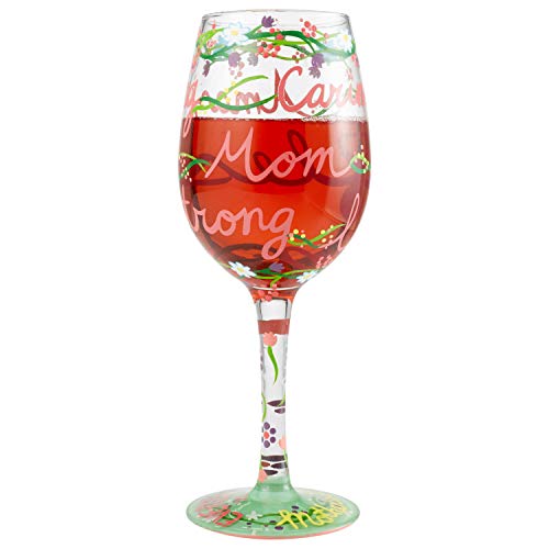 Enesco Designs by Lolita Mom Everyday Hand-Painted Artisan Wine Glass, 1 Count (Pack of 1), Multicolor