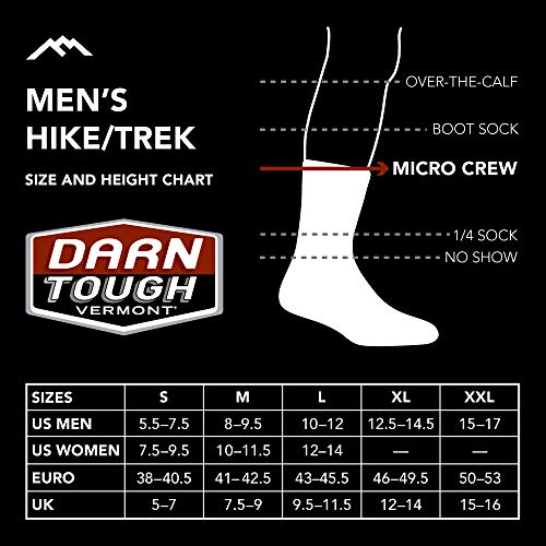 Darn Tough Men's Light Hiker Micro Crew Lightweight with Cushion Sock (Style 1972) - Black, Large