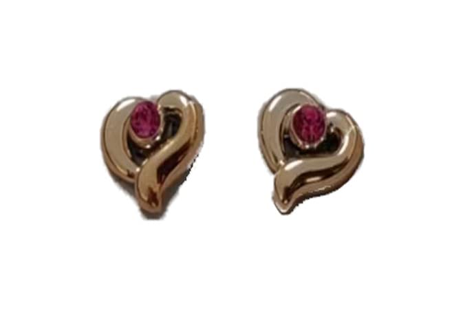 Fashionable simple rose gold love red wine crystal earrings-23020403A
