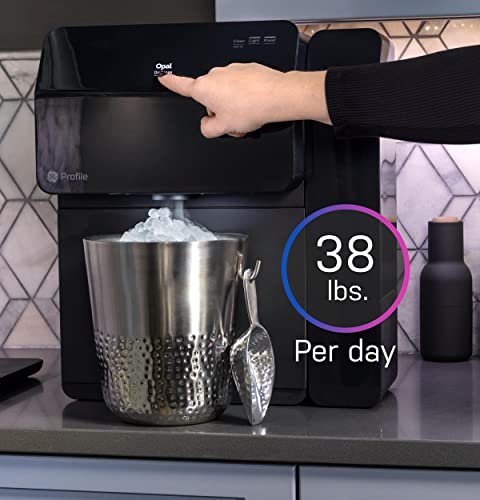 GE Profile Opal Ice Dispenser | Countertop Nugget Ice Maker with Ice Dispenser & 1-Gallon Side Tank | Ice Machine with WiFi Connectivity | Smart Home Kitchen Essentials | Satin Black