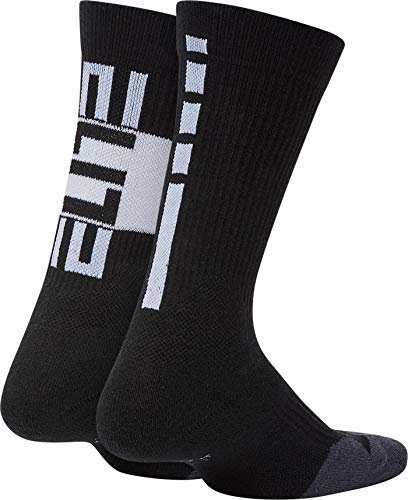 Nike Boy`s Elite Basketball Crew Socks 2 Pack (Black(RN0289-023)/White, 5-7(Kids 10C-3Y))
