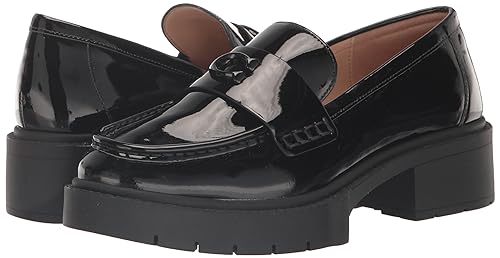 COACH Women's Flats Leah Loafer in Patent Leather, Color Black Patent, Size 8