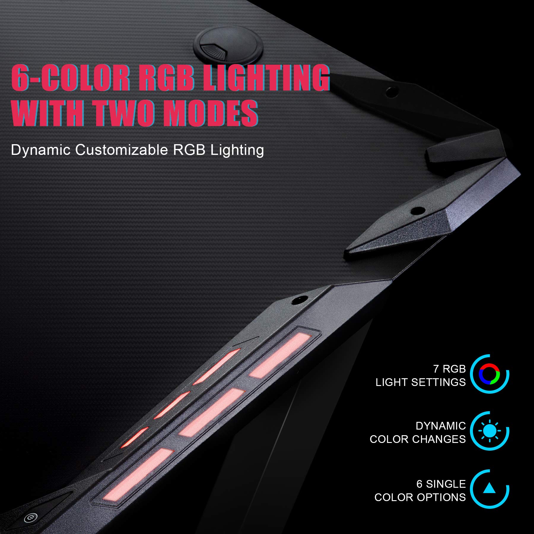 CO-Z 55 Inch Gaming Desk, Z Shaped Gaming Table with 6-Color RGB Lighting, Large Mouse Pad, Controller Stand, Cup Holder & Headphone Hook, Writing Desk Computer Desk for Home Office and More, Black