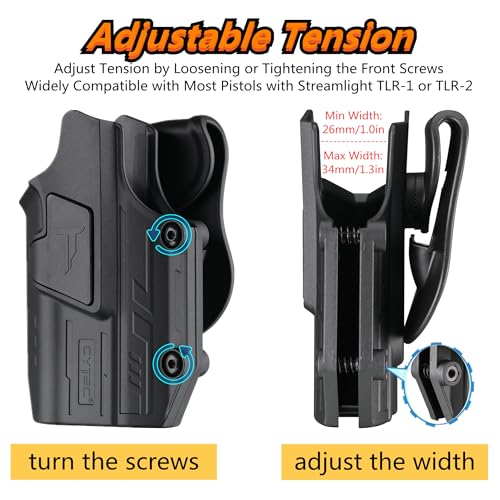 CYTAC Mega-Fit Light Bearing OWB Holster Compatible with Streamlight TLR-2/TLR-1 HL, Right Hand